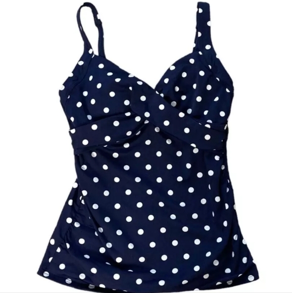 Lands' End | Swim | Navy Polka Dot Tankini Top | Poshmark